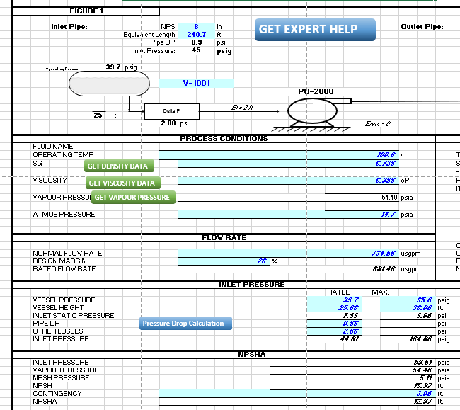 NPSH Calculation & Pump Sizing Spreadsheet Standard - EngTank NPSH Calculation & Pump Sizing Spreadsheet Standard - EngTank